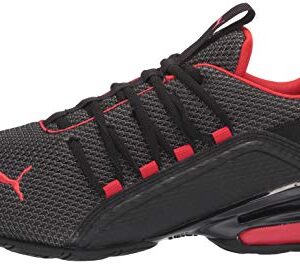 PUMA mens Axelion Running Shoe, Black/High Risk Red, 10.5 US