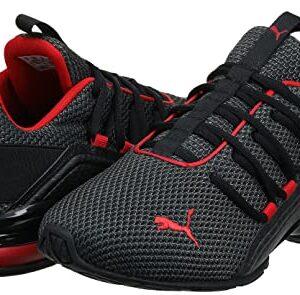 PUMA mens Axelion Running Shoe, Black/High Risk Red, 10.5 US