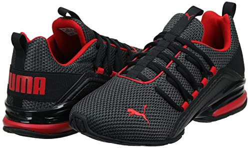 PUMA mens Axelion Running Shoe, Black/High Risk Red, 10.5 US