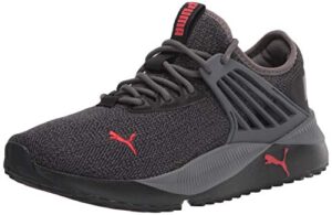 puma mens puma men's pacer future sneaker, castlerock-puma black-high risk red, 11.5 us