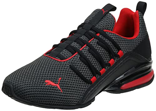 PUMA mens Axelion Running Shoe, Black/High Risk Red, 10.5 US