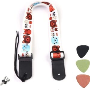 MARSSSTILALO Cute Soft Polyster Cartoon Ukulele Shoulder Strap Small Guitars Strap, Hawaiian, Tenor Ukuleles, Concert Ukuleles, White