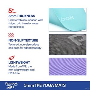 Reebok Yoga Mat - Lightweight, Compact, Rollable, and Cushioned Supportive Workout Mat for Yoga, Pilates, and General Exercise - Non Slip TPE Yoga Mat with Non Slip Texture - 5mm, Black