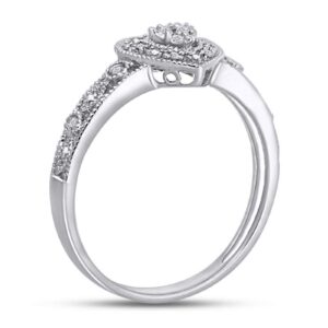 10k Solid White Gold Round White Natural Diamond Accent Heart Promise Engagement Ring (I-J Color, I2-I3 Clarity) Size 7