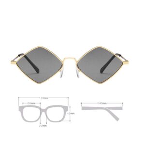 ENTHYI Diamond Shape Punk Vintage SunGlasses for Men/Women Metal Quadrilateral Frame Shades Film Sun glasses UV Protection(black)