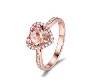 xialv simulated morganite zircon heart-shaped ring 18k rose gold plated fashion engagement promise jewelry for women (us code 9)