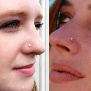 Longita 20g Nose Rings Surgical Steel L Shape Studs Stainless Thin Ring Hoop Silver Pack Screw Bone Opal Diamond Heart Nostril Piercing Jewelry for Men Women