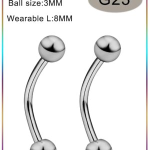 Prjndjw 16G Rook Piercing Jewelry Eyebrow Ring Grade 23 Titanium Curved Barbell Eyebrow Piercings Body Piercing Jewelry 16G 8MM Snug Daith Surface Tragus Earrings Web Rings