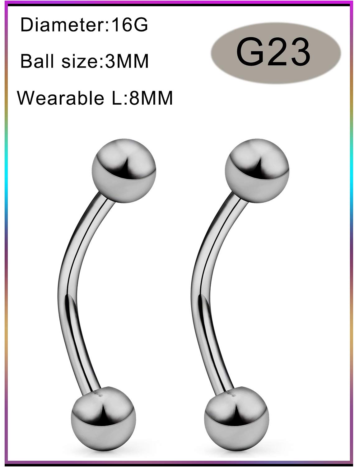 Prjndjw 16G Rook Piercing Jewelry Eyebrow Ring Grade 23 Titanium Curved Barbell Eyebrow Piercings Body Piercing Jewelry 16G 8MM Snug Daith Surface Tragus Earrings Web Rings