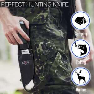 Hunting Knife with Sheath Survival Knives for Men - Best Tactical Camping Hunting Hiking Knife - Tactical Knife - Serrated Blade Survival Knifes for Men - Fixed Blade Hunting Camping Hiking Knofe