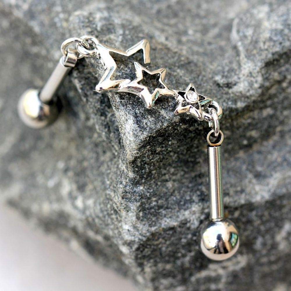 Covet Jewelry Stainless Steel Star Chain Industrial Barbell