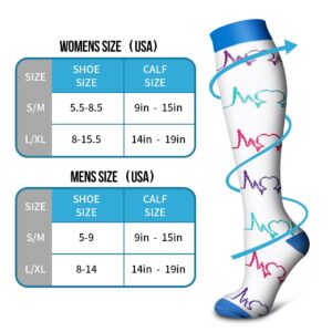 BLUEENJOY Copper Compression Socks for Women & Men (6 pairs) - Best Support for Nurses, Running, Hiking, Recovery