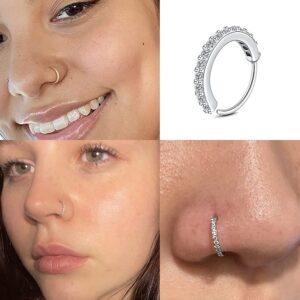 Longita 20g Nose Rings Surgical Steel L Shape Studs Stainless Thin Ring Hoop Silver Pack Screw Bone Opal Diamond Heart Nostril Piercing Jewelry for Men Women