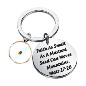 feelmem religious jewelry mustard seed faith gifts faith as small as a mustard seed can moves mountains matthew 17:20 keychain faith jewelry for christian best friend (faith as smal)