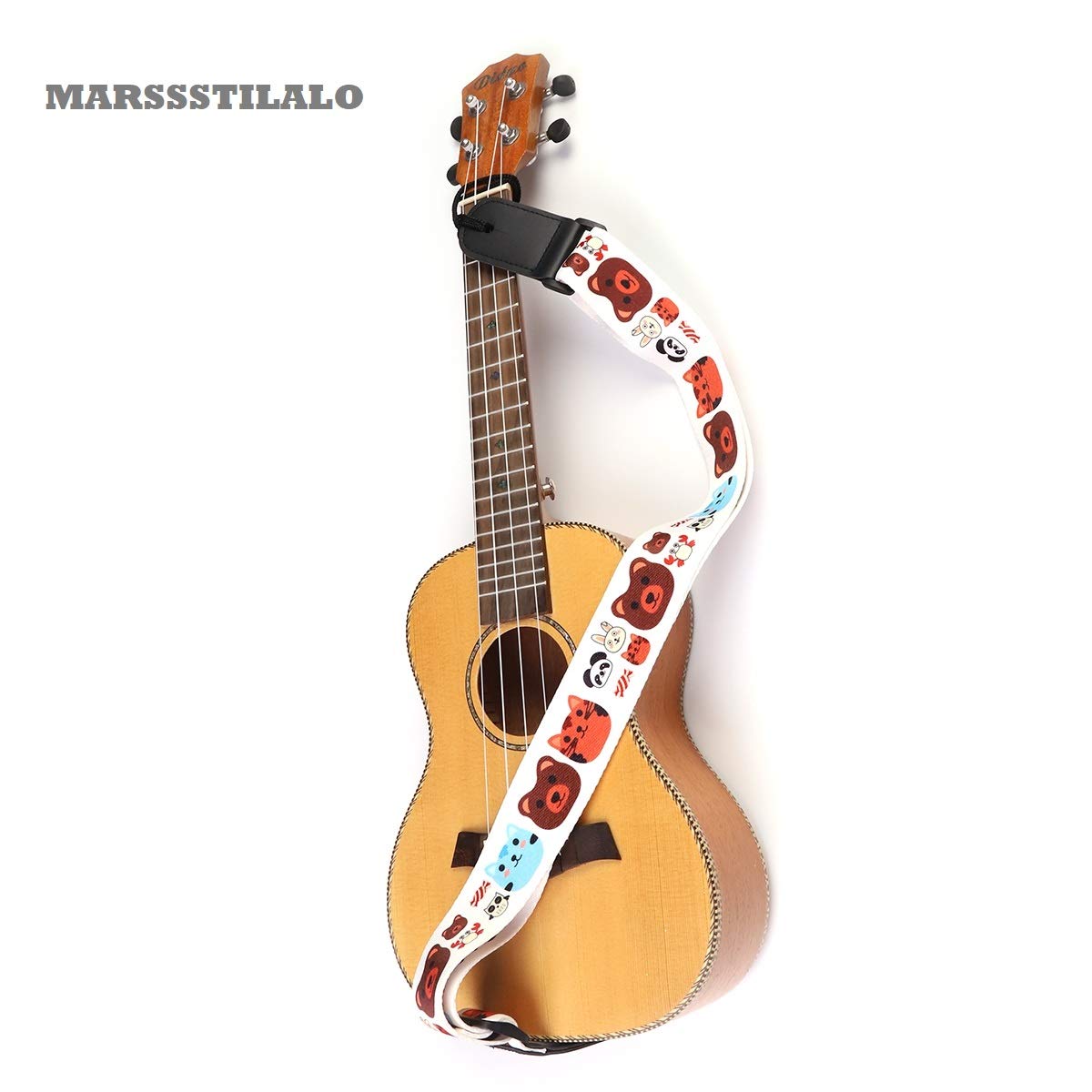 MARSSSTILALO Cute Soft Polyster Cartoon Ukulele Shoulder Strap Small Guitars Strap, Hawaiian, Tenor Ukuleles, Concert Ukuleles, White