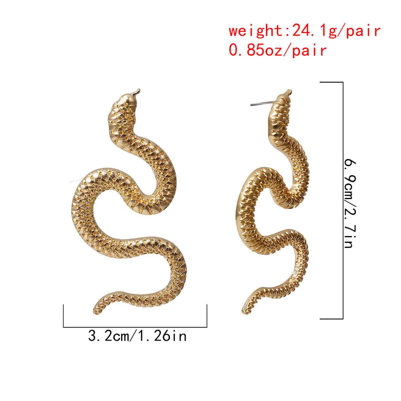 Olbye Snake Studs Earrings Gold Long Dangle Serpent Earrings Minimalist Earrings Special Jewelry for Halloween Women and Girls (Gold)