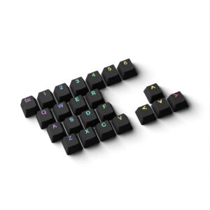 hk gaming rubber keycaps set | anti-slip texture | doubleshot backlit keycap set | 23 keys oem profile key set | for mechanical keyboard | compatible with cherry mx, gateron, kailh | black