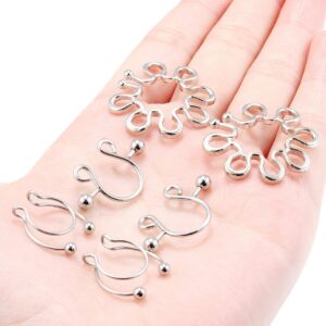 Prjndjw Fake Nipple Rings Stainless Steel Fake nipple piercing Faux Nipple Ring Non Piercings Adjustable Nipple rings Clip-on For Women Body Piercing Jewelry