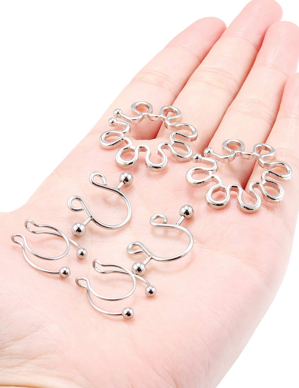 Prjndjw Fake Nipple Rings Stainless Steel Fake nipple piercing Faux Nipple Ring Non Piercings Adjustable Nipple rings Clip-on For Women Body Piercing Jewelry