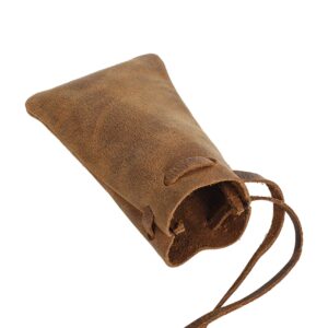 Leather Drawstring Pouch multipurpose Medieval coin waist bag (Vintage Brown, 21 cm x 15 cm)