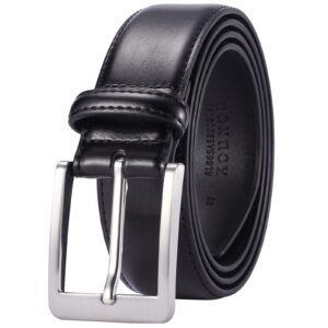 xouxou men's casual leather jeans belts classic work business dress belt with prong buckle for men (black (s101), 36 (waist 34))