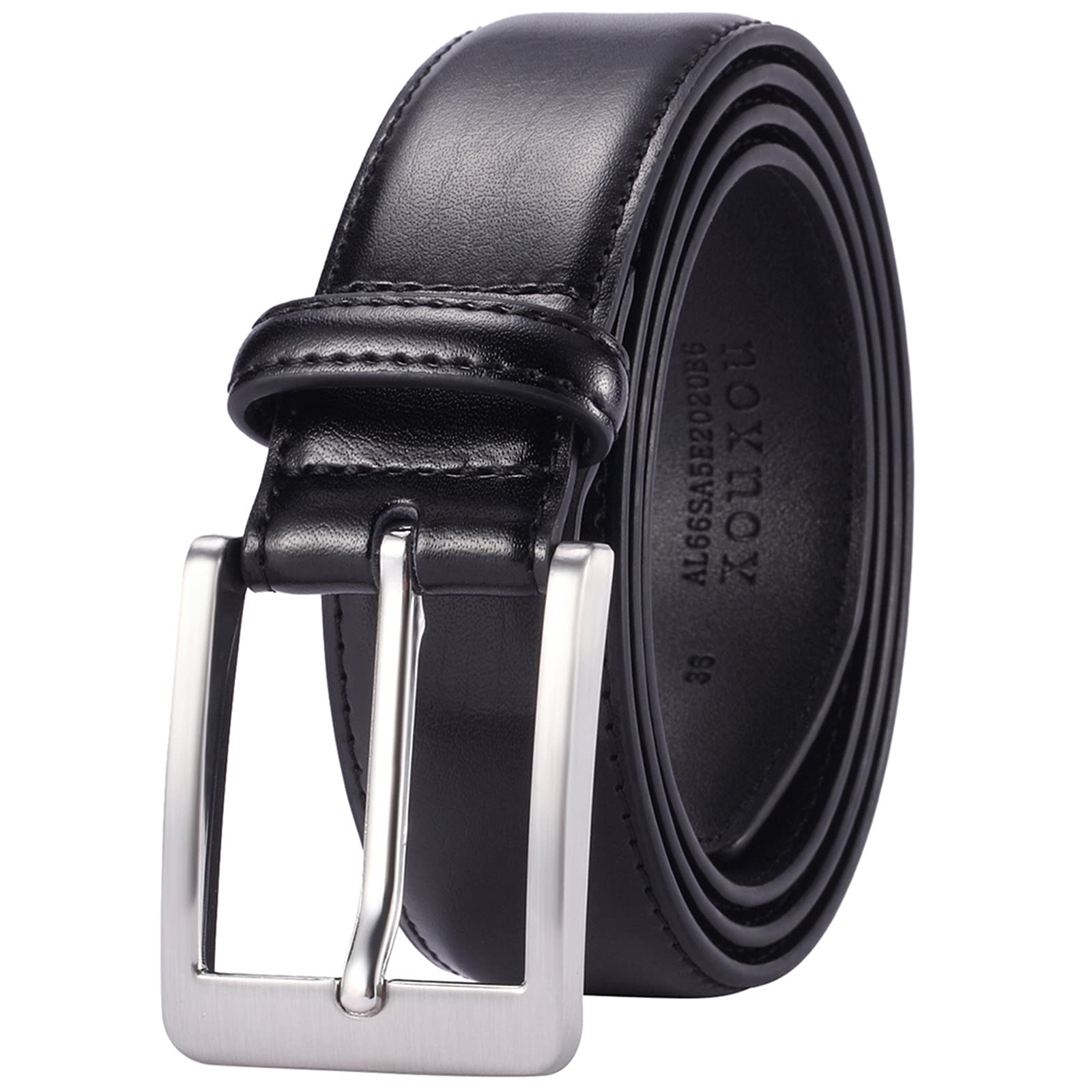 XOUXOU Men's Casual Leather Jeans Belts Classic Work Business Dress Belt with Prong Buckle for Men (Black (S101), 36 (Waist 34))