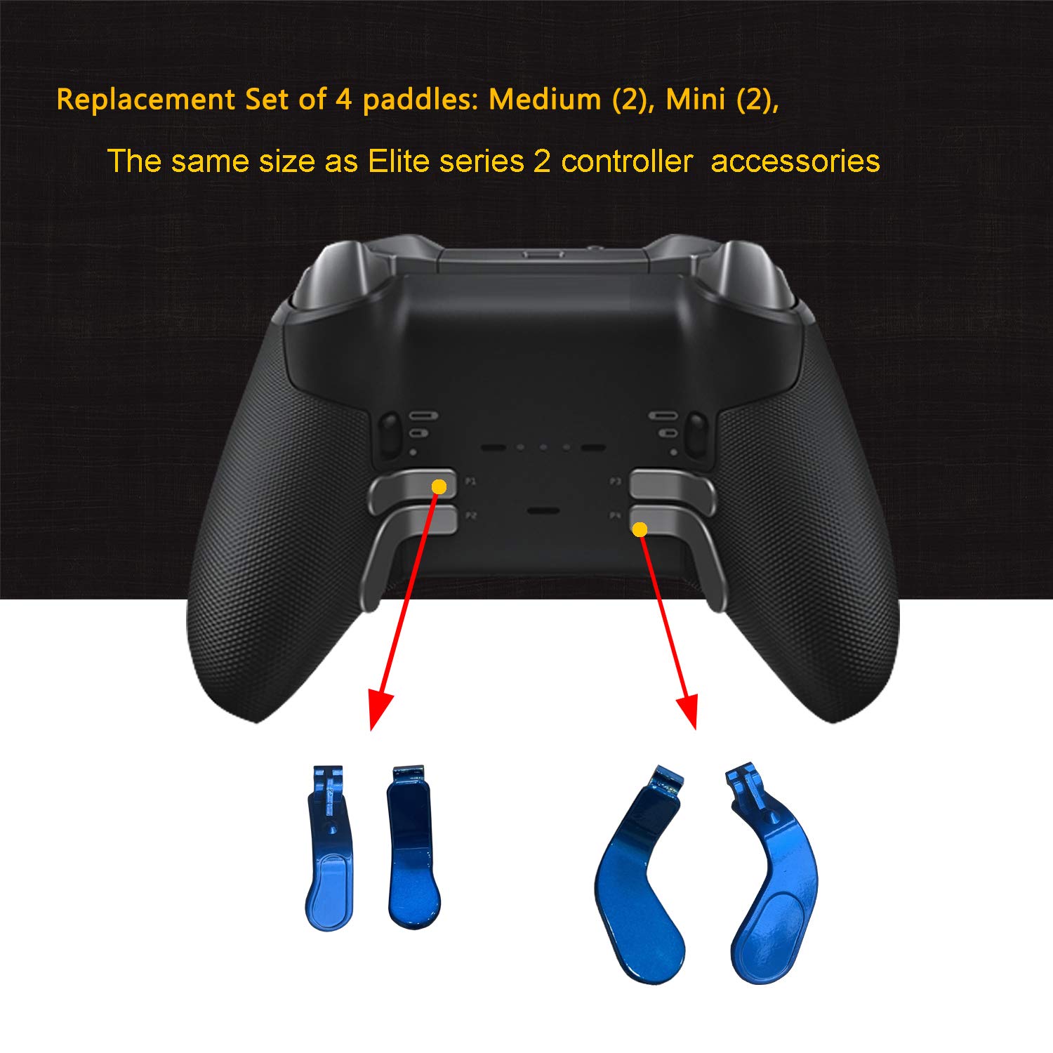 4 pcs Trigger Paddles and 2 Interchangeable D-Pads Metal Stainless Steel Replacement Parts for Elite Series 2 and Xbox one Elite Controllers (Blue)