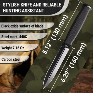 Hunting Knife with Sheath Survival Knives for Men - Best Tactical Camping Hunting Hiking Knife - Tactical Knife - Serrated Blade Survival Knifes for Men - Fixed Blade Hunting Camping Hiking Knofe