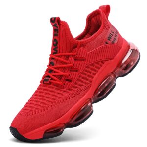 mens running shoes air cushion tennis walking sneakers casual sport gym jogging red 12