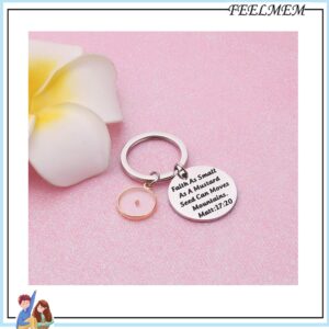 FEELMEM Religious Jewelry Mustard Seed Faith Gifts Faith As Small As A Mustard Seed Can Moves Mountains Matthew 17:20 Keychain Faith Jewelry For Christian Best Friend (Faith as smal)