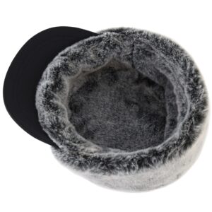 Connectyle Outdoor Mens Warm Hunting Hat with Earflaps Winter Skull Cap Faux Fur Baseball Cap Black