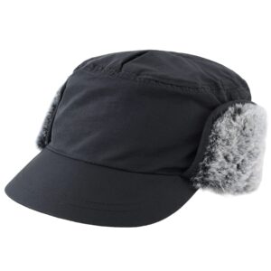 Connectyle Outdoor Mens Warm Hunting Hat with Earflaps Winter Skull Cap Faux Fur Baseball Cap Black