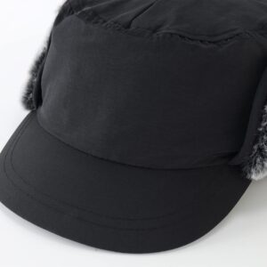 Connectyle Outdoor Mens Warm Hunting Hat with Earflaps Winter Skull Cap Faux Fur Baseball Cap Black