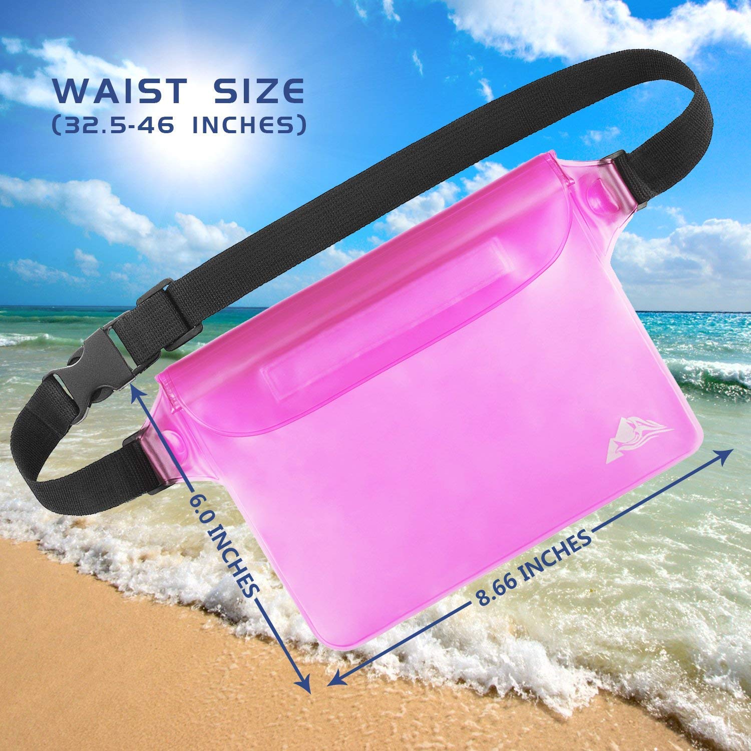 HEETA Waterproof Dry Bag for Women Men Transparent Blue 5L Bundle with 2-Pack Waterproof Pouch with Waist Strap