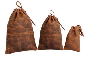 leather drawstring pouch multipurpose medieval coin waist bag (vintage brown, 21 cm x 15 cm)