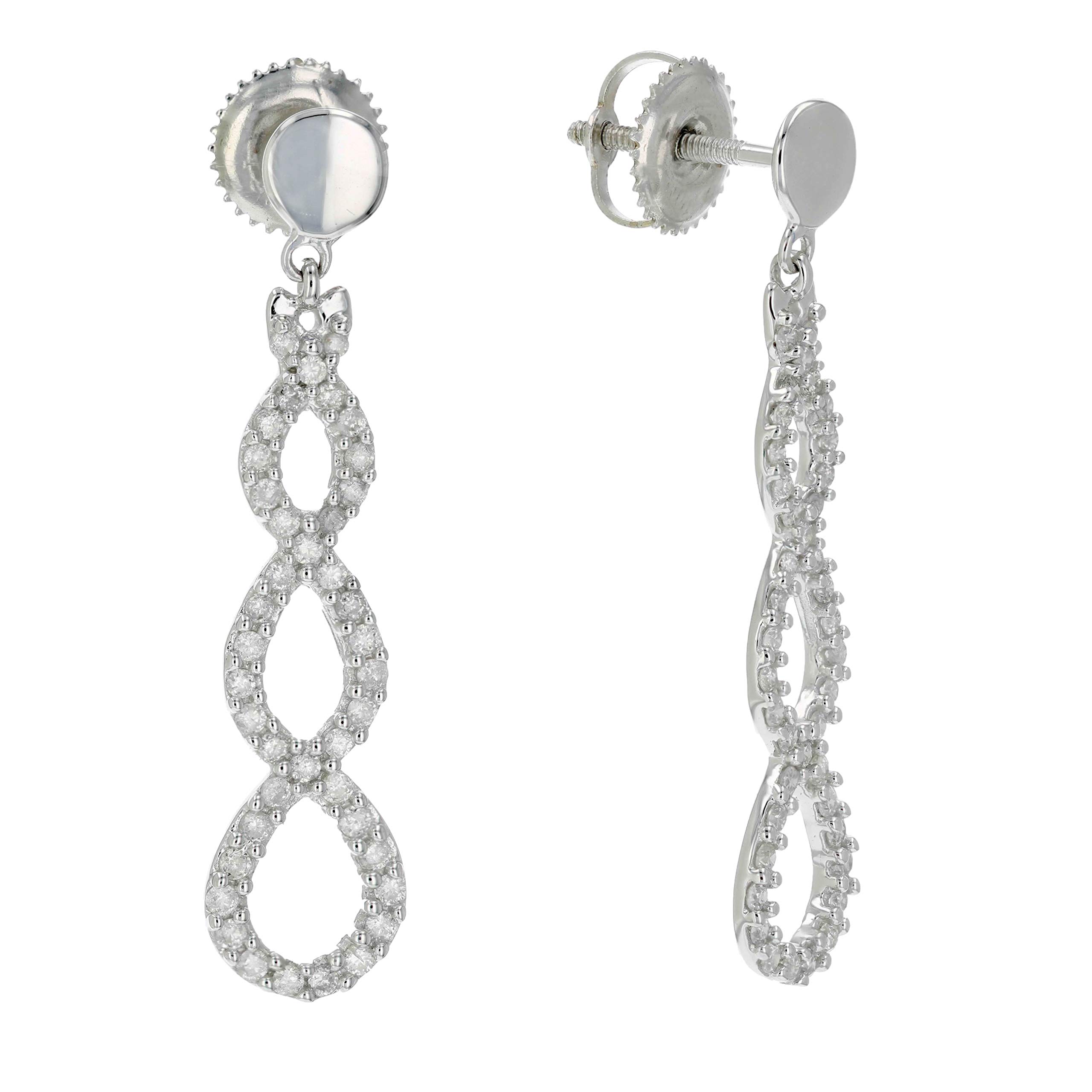 Vir Jewels 1/2 cttw Diamond Infinity Earrings Dangle Drop 10K White Gold 1.20 Inch