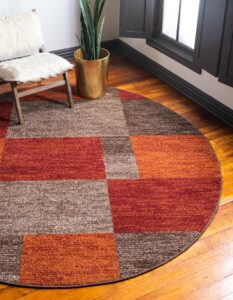 unique loom autumn collection area rug - providence (5' 1" round, multi/ beige)