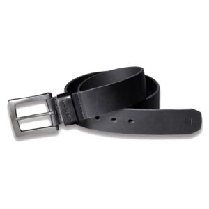 Carhartt Men's Burnished Leather Box Buckle Belt, Black with Black Finish, 38