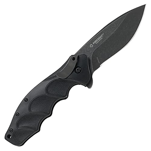 CRKT Foresight EDC Assisted Folding Pocket Knife: Urban Everyday Carry, Black Blade, IKBS Ball Bearing Pivot, Liner Lock, Grooved Glass Reinforced Nylon Handle, Deep Carry Pocket Clip K221KKP