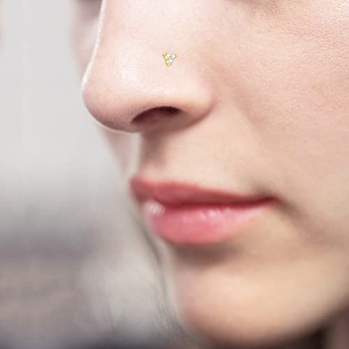 D.Bella 18G 20G 22G L Shaped Nose Studs Surgical Stainless Steel 1.5mm 2mm 2.5mm 3mm CZ Nose Rings For Women