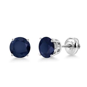 gem stone king 14k white gold 6mm round gemstone birthstone screw back stud earrings | white gold stud earrings for women