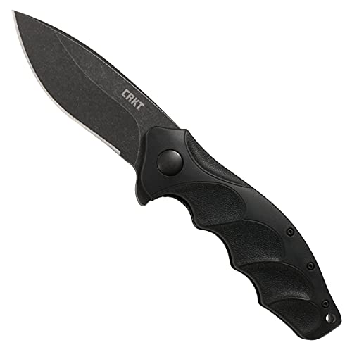 CRKT Foresight EDC Assisted Folding Pocket Knife: Urban Everyday Carry, Black Blade, IKBS Ball Bearing Pivot, Liner Lock, Grooved Glass Reinforced Nylon Handle, Deep Carry Pocket Clip K221KKP