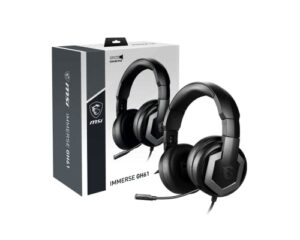 msi immerse gh61 gaming headset, hi-res virtual 7.1 surround sound, built-in ess dac & amp, 3d audio, swappable ear cushions, 3.5mm jack/usb, carrying case included, pc/mac/ps4/xbox