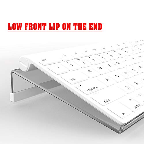 KOTEMON Mini Computer Keyboard Stand-11.8'' x 5.1''-Small Computer Keyboard Tray Acrylic Keyboard Holder for 78 Keys Universal Compact Keyboard, with White Silicone Strip, Clear