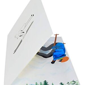 PopLife Mountain Skier 3D Pop Up Greeting Card - Birthday Card for Ski Bums and Snow Lovers, Retirement Gift for Boss, Sports Downhill Skiing - for Husband, for Boyfriend, for Son