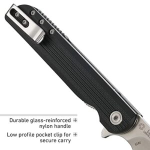 CRKT LCK + Large Folding Pocket Knife: Folder with Liner Lock, Plain Edge Drop Point Blade, Reinforced Nylon Handle with Pocket Clip 3810