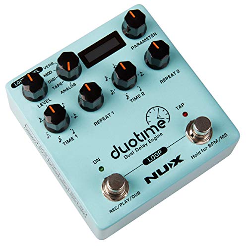 NUX Duotime Stereo Delay Pedal with Independent Time,Analog Delay,Tape Echo,Digital Delay,Modulation Delay and Verb Delay