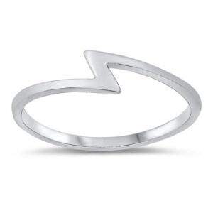 zig zag lightning bolt ring new .925 sterling silver band size 5