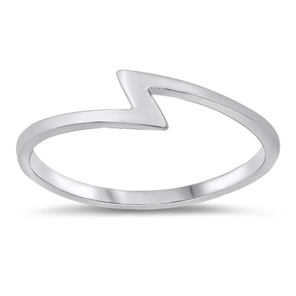 Zig Zag Lightning Bolt Ring New .925 Sterling Silver Band Size 5