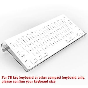 KOTEMON Mini Computer Keyboard Stand-11.8'' x 5.1''-Small Computer Keyboard Tray Acrylic Keyboard Holder for 78 Keys Universal Compact Keyboard, with White Silicone Strip, Clear